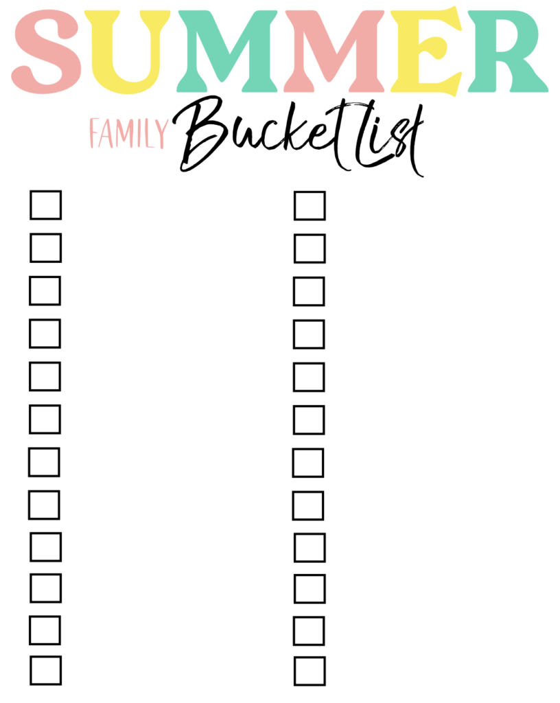 The BEST Summer Bucket List For Families - FREE PRINTABLE