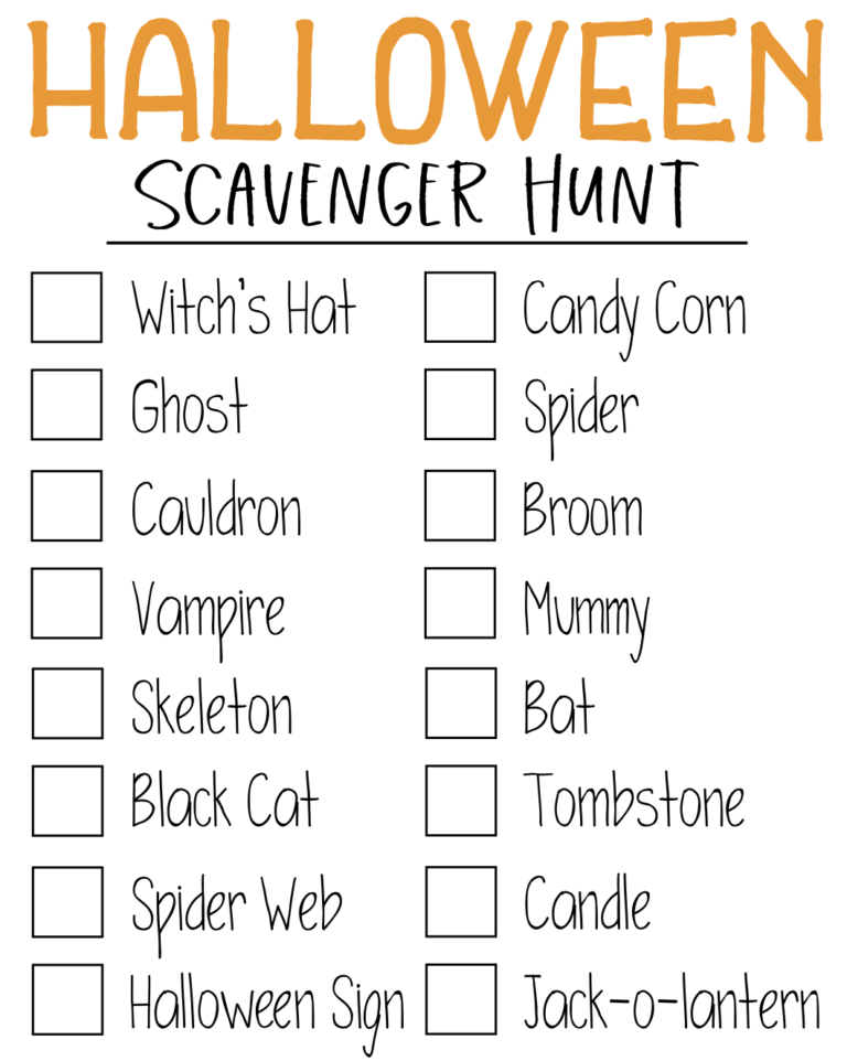 FREE Halloween Scavenger Hunt Printable Your Kids Will Love