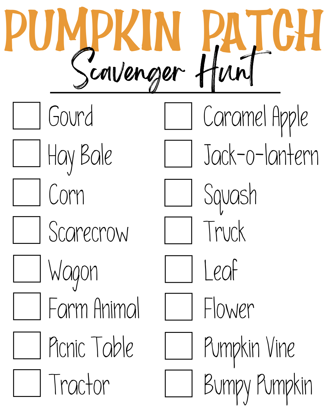 Best Pumpkin Patch Scavenger Hunt For Kids To Do This Fall