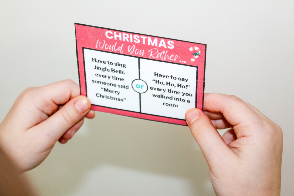 66 Insanely Fun Christmas Would You Rather Cards - Free Printable