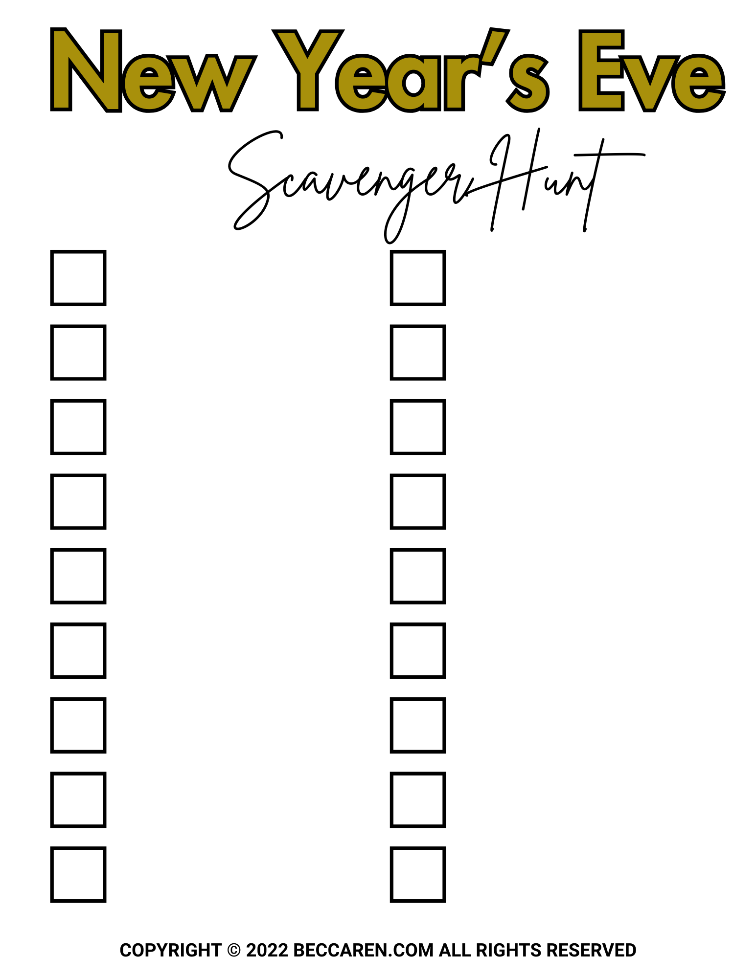 Best New Year's Scavenger Hunt For Kids