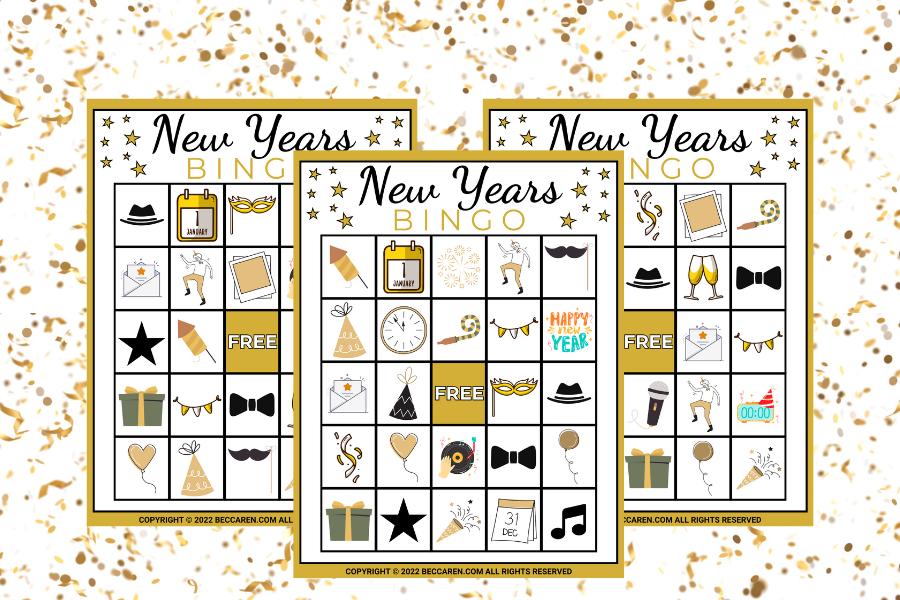 25 Free Printable New Years Bingo Game Cards