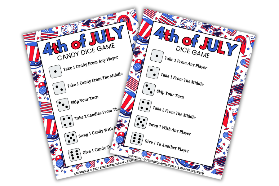 FREE Printable 4th of July Dice Game