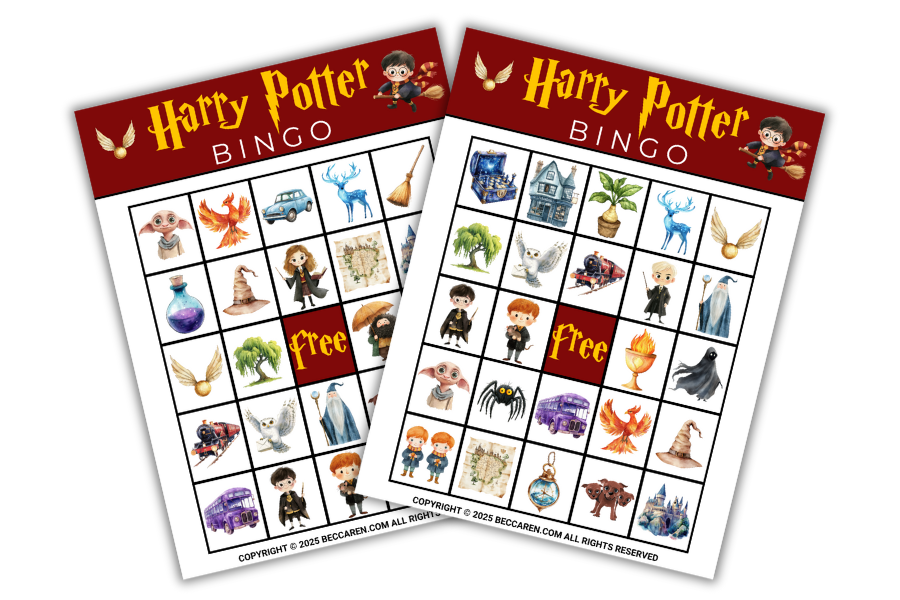 25 Free Printable Harry Potter Bingo Cards