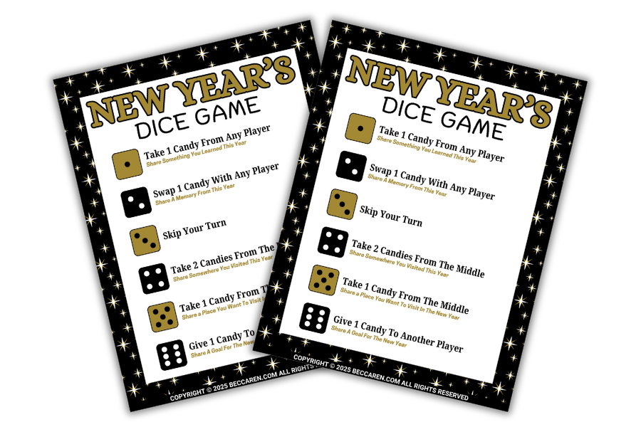 FREE Printable New Years Dice Game