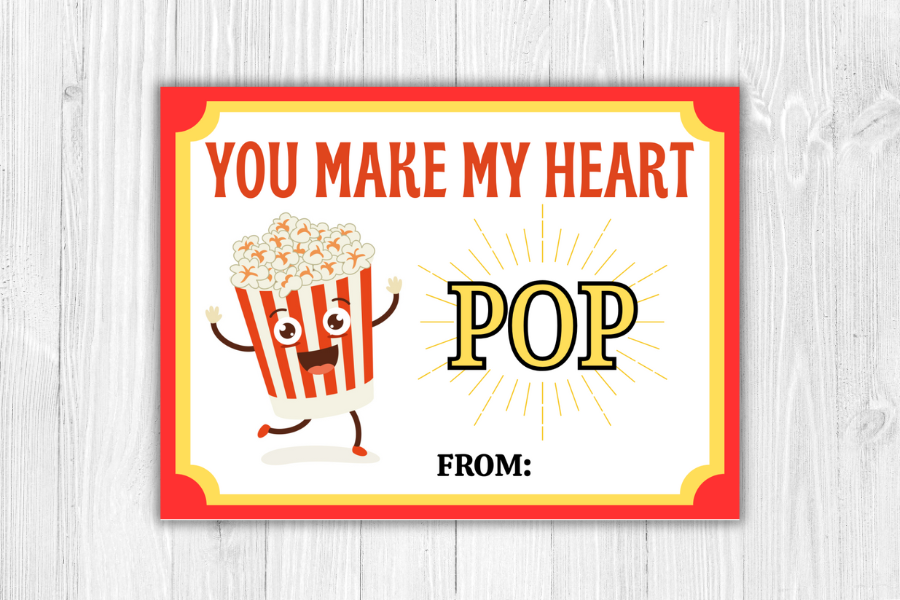 FREE Popcorn Valentine Cards Printable For A Classroom Exchange