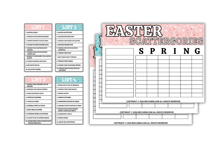 FREE Easter Scattergories Printable Game For Your Holiday Gathering