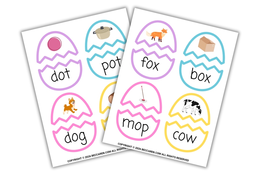 40 FREE CVC Easter Egg Puzzles For Beginner Readers