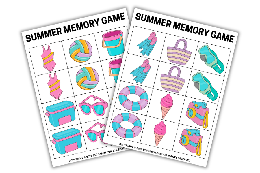 FREE Summer Memory Game Printable