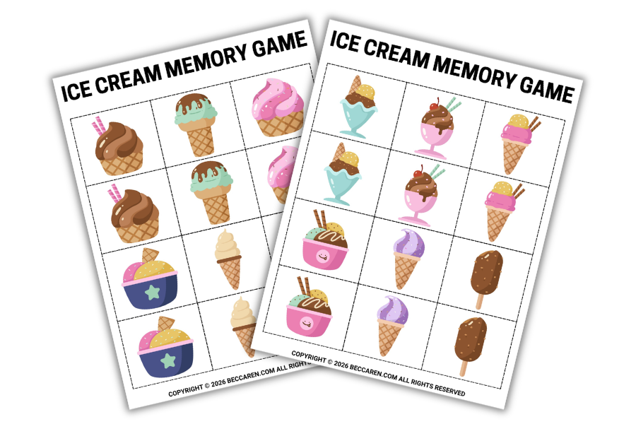 FREE Ice Cream Matching Game For Kids Of All Ages