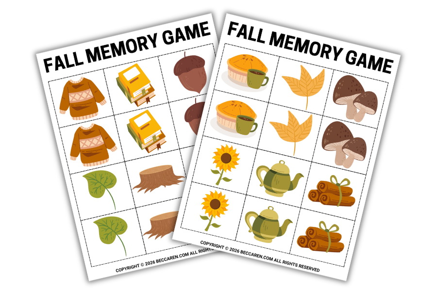 FREE Fall Matching Game Printable For Kids
